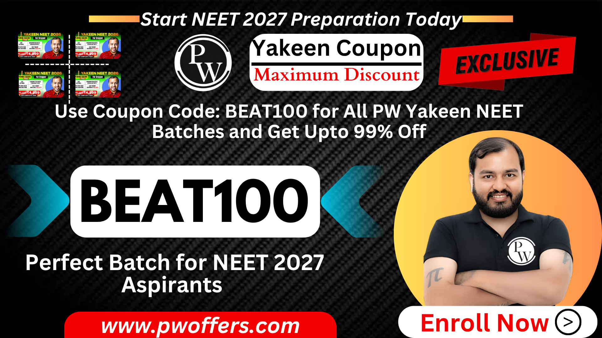 PW Yakeen NEET 2027 Batch Coupon Code - Upto 99% Off - PW Offers